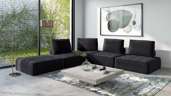 Divani Casa Nolden - Modern Black Fabric Modular Sectional Sofa – Pina ...